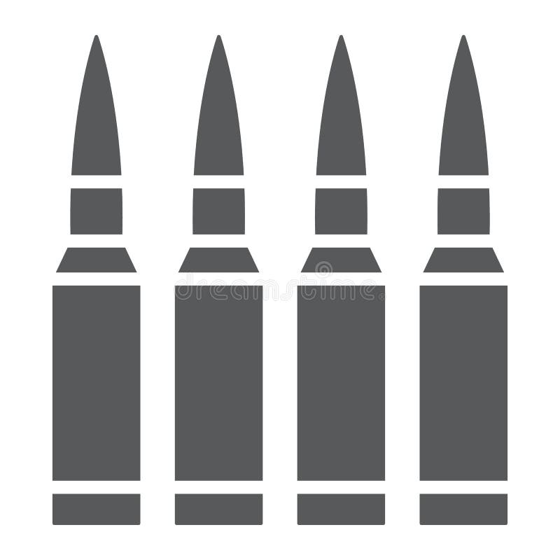 Bullets Glyph Icon, Ammunition and Army, Caliber Sign, Vector Graphics ...