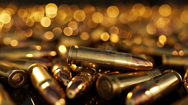 Bullets from the Gun Placed on a Black Table Stock Photo - Image of ...