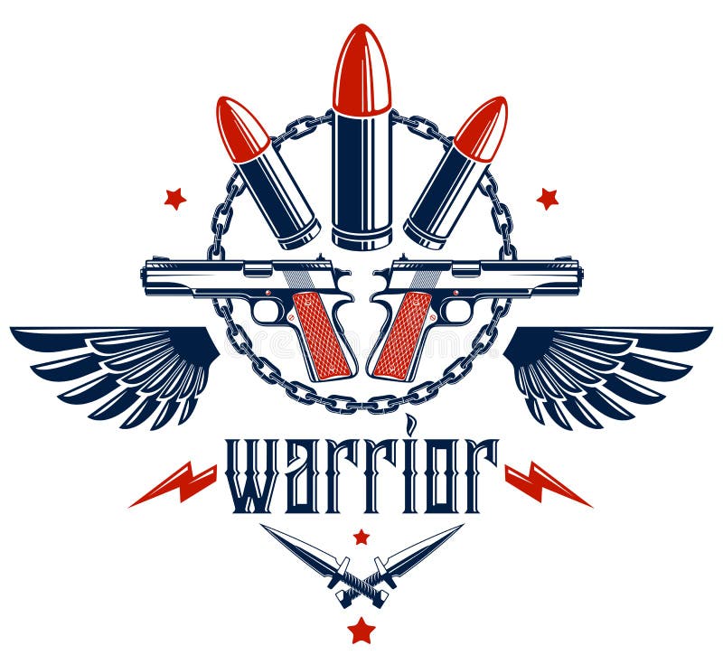 Bullets and Guns Vector Emblem of Revolution and War, Logo or Tattoo ...