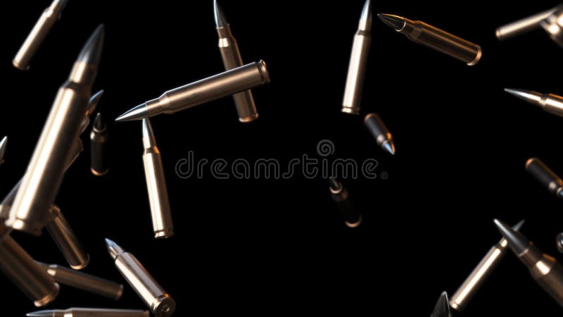 Bullets Large Falling on Black with Luma Matte Seamless Looping ...
