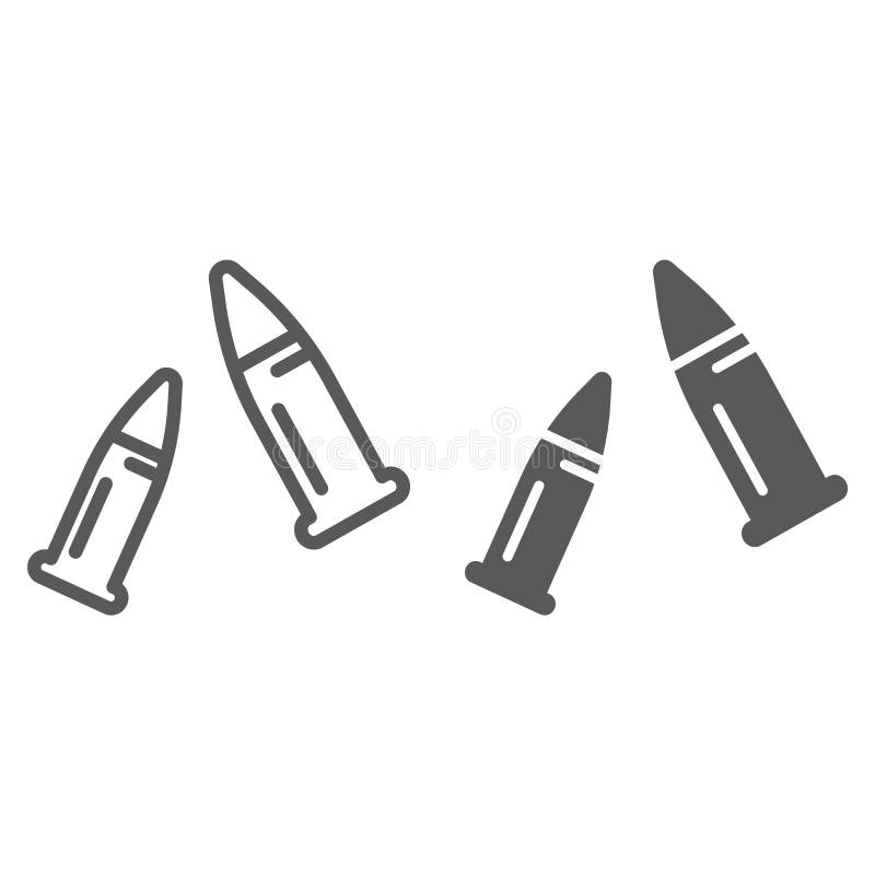 Bullets Line and Glyph Icon, Ammo and Caliber, Ammunition Sign, Vector ...