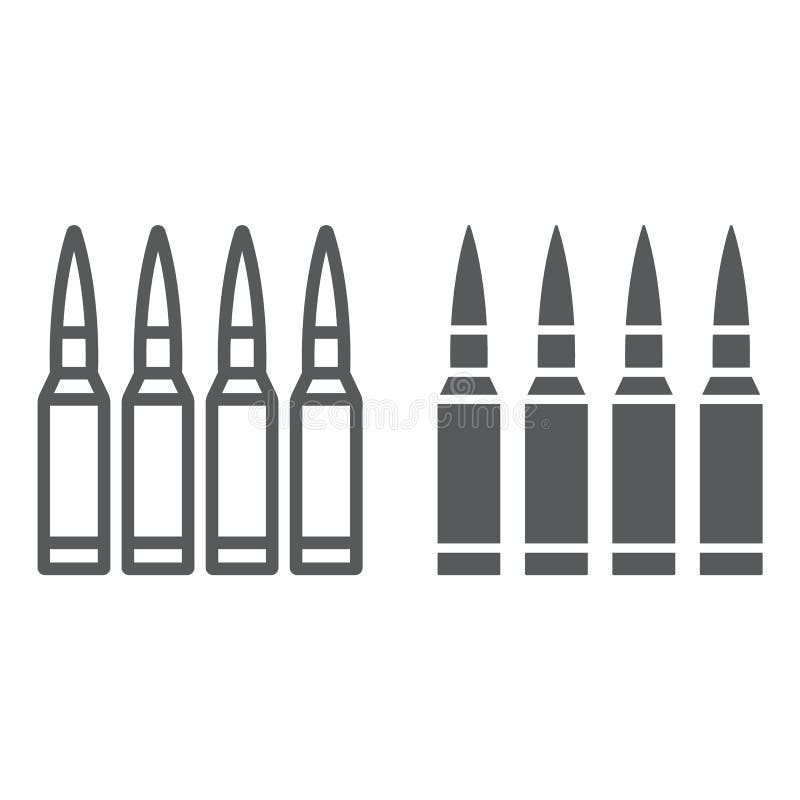 Bullets Thin Line Icon, Ammo and Caliber, Ammunition Sign, Vector ...