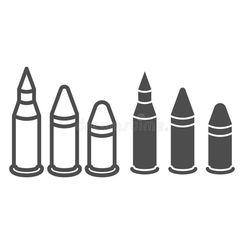 Bullets Line and Glyph Icon. Caliber Vector Illustration Isolated on ...