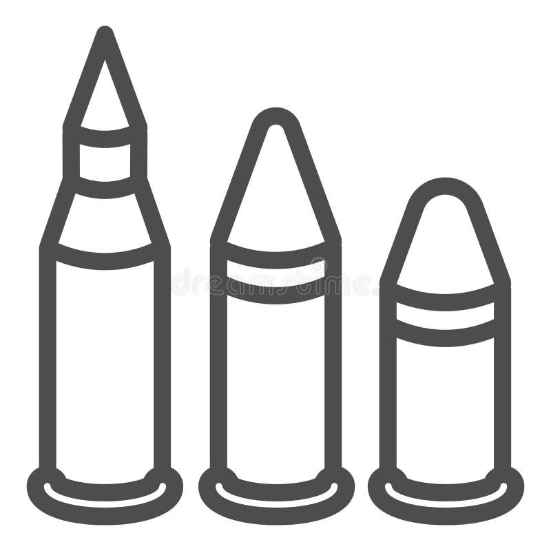 Bullets Line Icon. Caliber Vector Illustration Isolated on White Stock ...