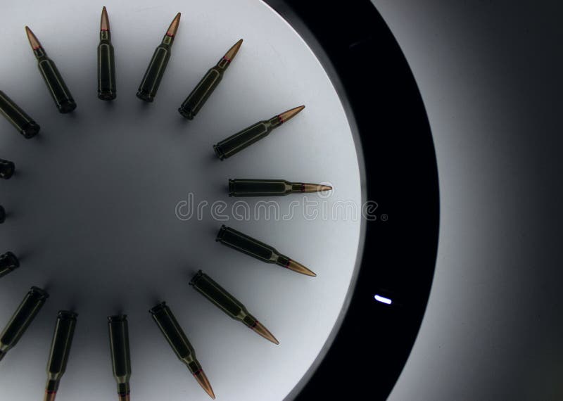 Part of Perfect Circle Made with Ammunition Cartridges in Circle of ...