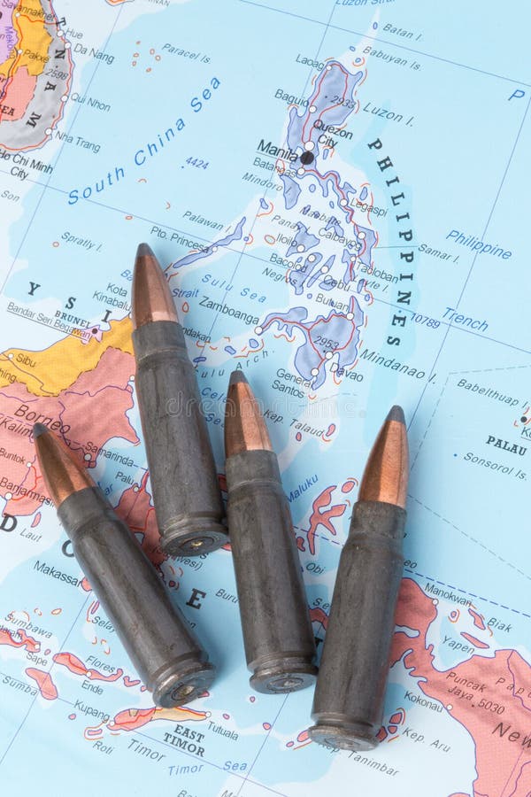 Bullets on the Map of Philippines Stock Photo - Image of paper, bullet ...