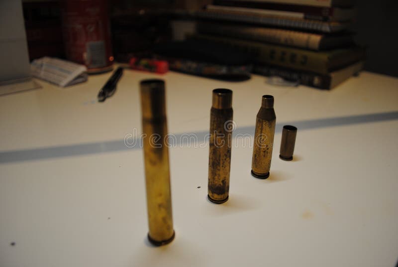 4 Bullets from Big To Small Stock Image - Image of munition, small ...