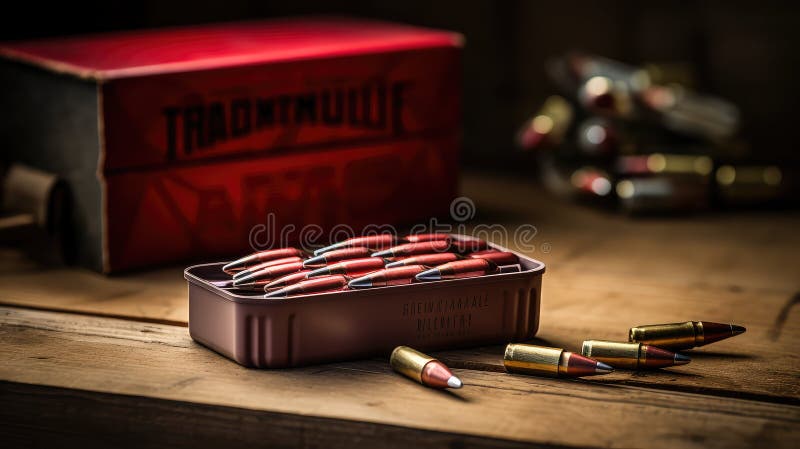 Bullets red tip ammo stock illustration. Illustration of hollowpoint ...