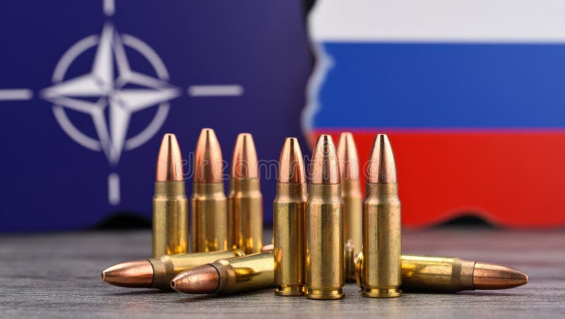 Bullets Rest on a Surface Symbolizing Escalating Tensions between NATO ...