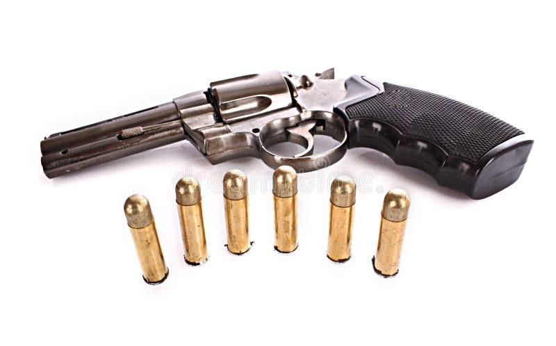 Bullets and revolver. stock image. Image of shooting - 13869195