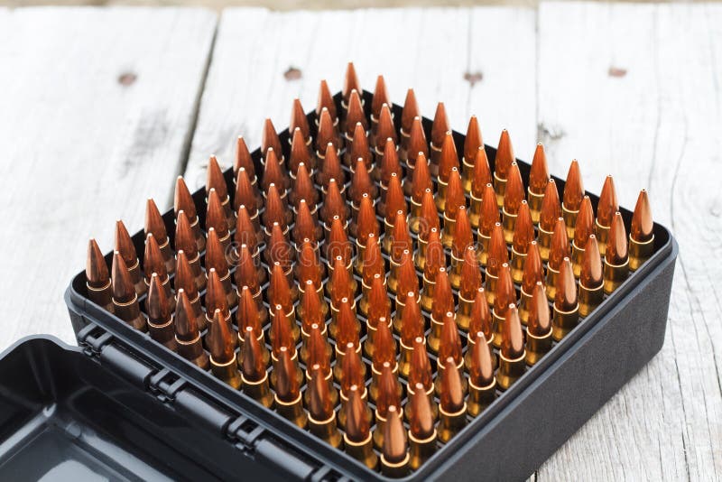 Bullets for Rifle. Bullet in the Box Stock Image - Image of element ...
