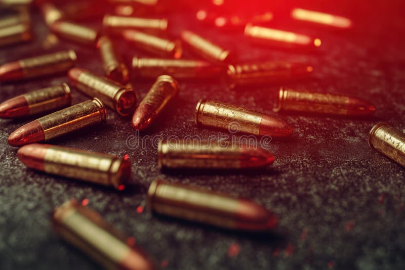 Bullets Scattered on Dark Background Creating Dramatic Atmosphere Stock ...