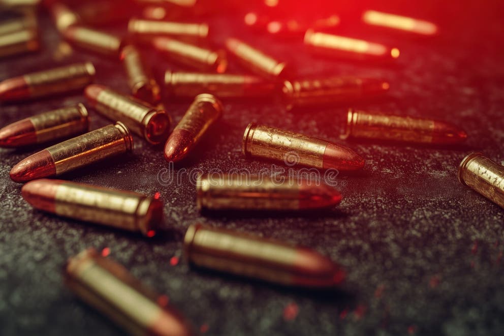 Bullets Scattered on Dark Background Creating Dramatic Atmosphere Stock ...