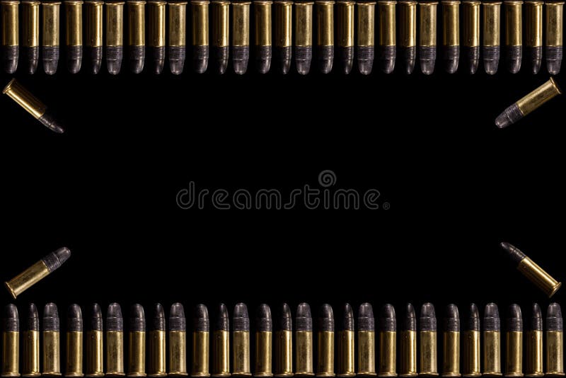 Bullets and Shell Bullets on White Background. a Group of 9mm Bullets ...