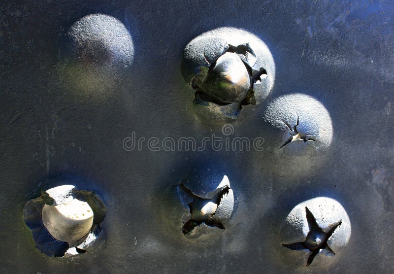 Bullets in the steel stock image. Image of metal, holes - 15373613