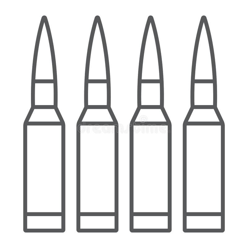 Ammunition Thin Line Icon. Bullets Vector Illustration Isolated on ...