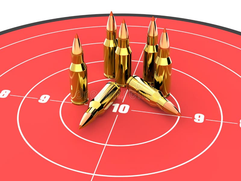 Bullets on the Top of Red Target, Ammo, Ammunition Stock Illustration ...