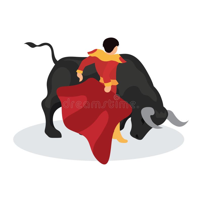 Bullfighter Awaiting for the Bull in the Bullring. Vector Illustration ...