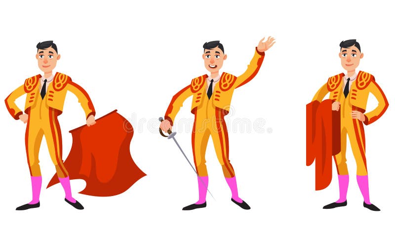 Bullfighter in Different Poses. Stock Vector - Illustration of ...