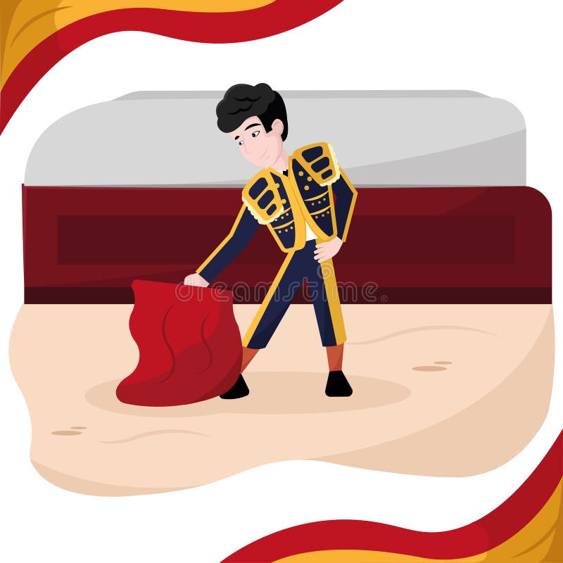 Bullfighter Holding Red Cape. Vector Stock Vector - Illustration of ...