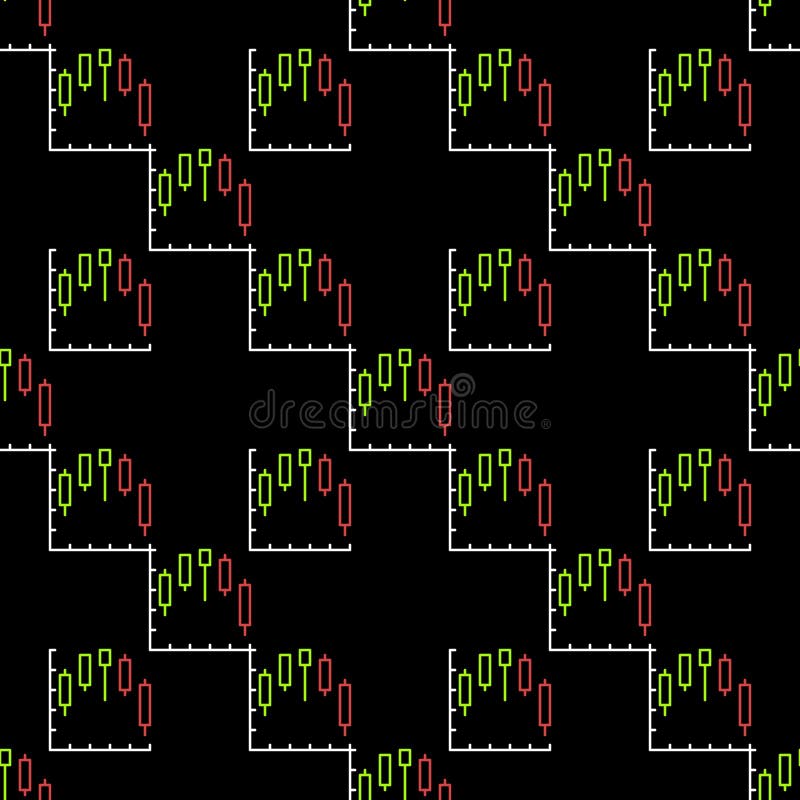 Bullish and Bearish Candlestick Chart Vector Seamless Pattern in Thin ...