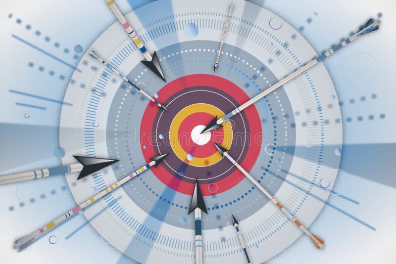 Bulls Eye Target with Arrows on Light Texture. Targeting and Aim ...