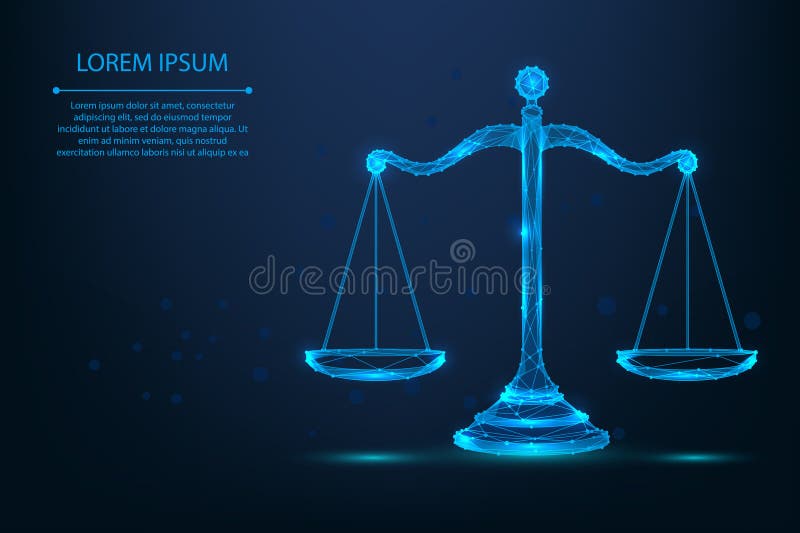 Abstract Mesh Line and Point Scales of Justice Symbols. Low Poly ...