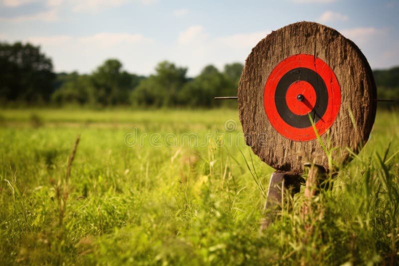 A Bullseye on an Archery Target in a Field Stock Photo - Image of ...