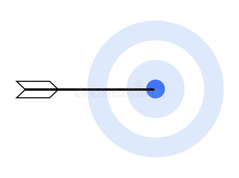 Bullseye with Arrow Hitting the Center of a Blue Target Vector Stock ...