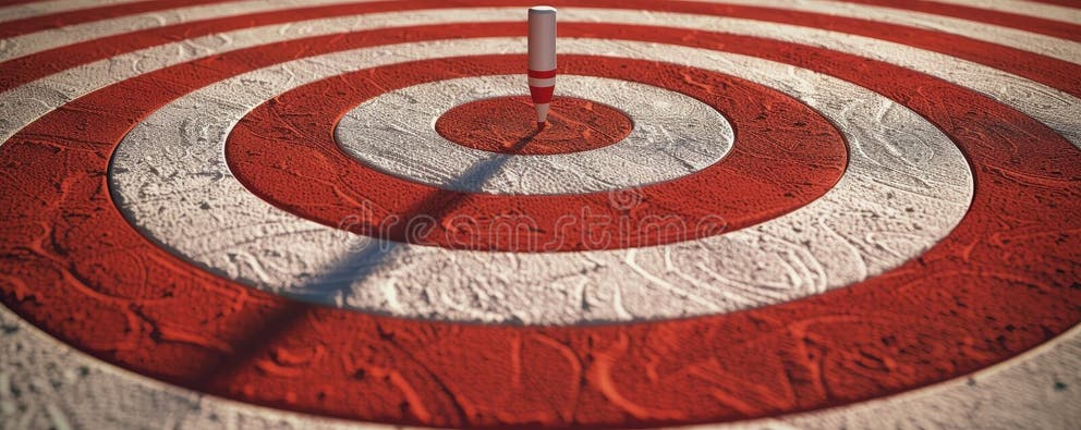 Bullseye Red and White Target with Dart in Center Stock Illustration ...