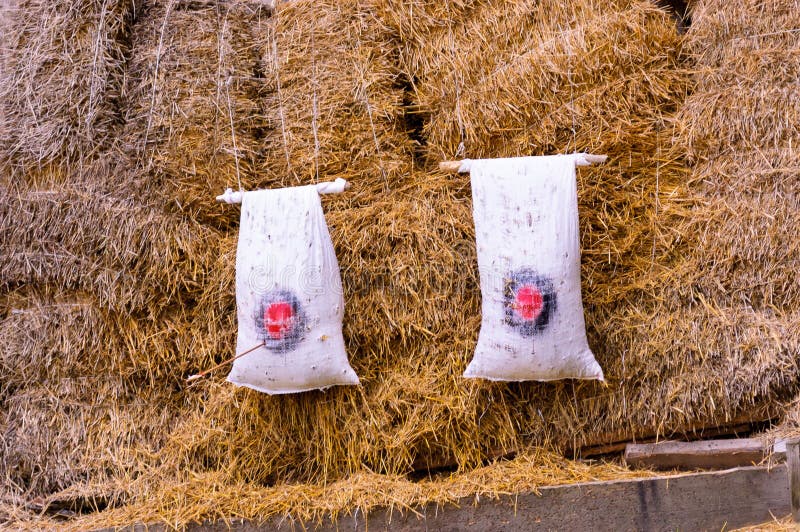 A Bullseye Target Set Amidst a Backdrop of Haystacks Stock Image ...