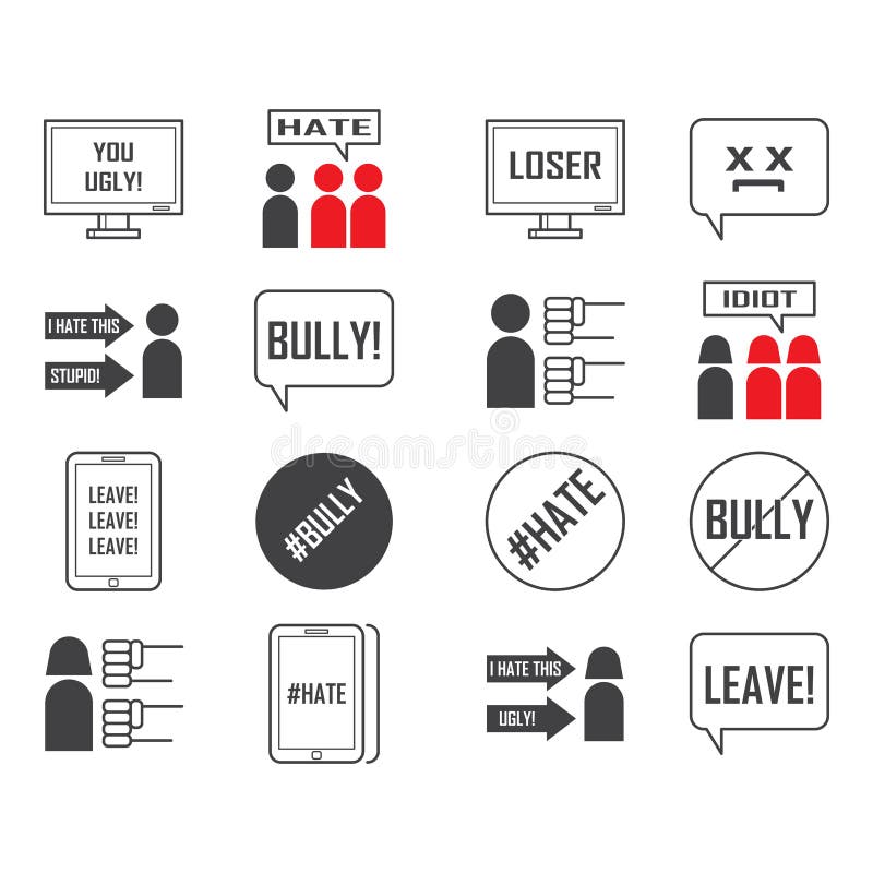 Bully icon set stock vector. Illustration of monitor - 268157862