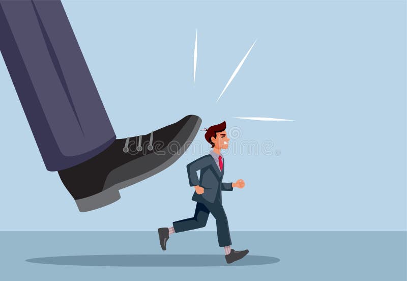 Authoritarian Evil Boss Stepping on Scared Employee Vector Cartoon ...