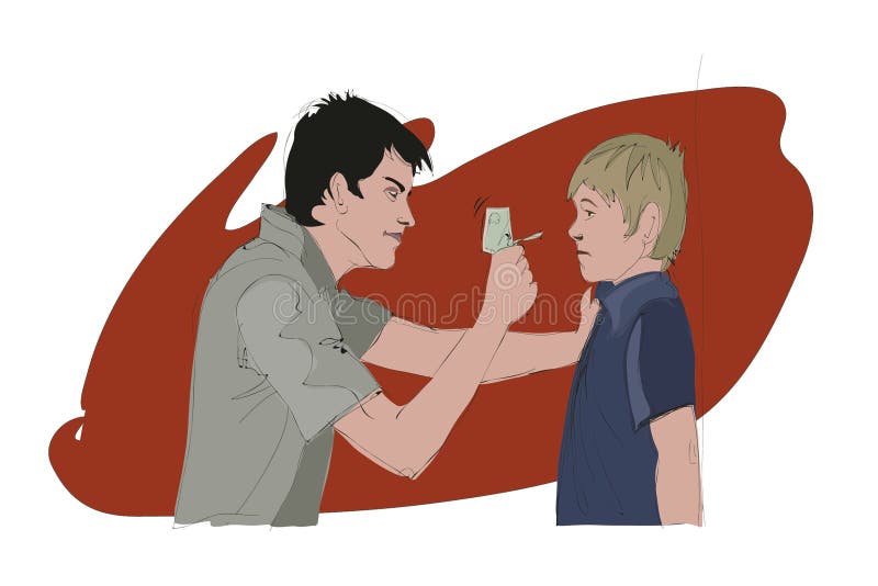 Bully takes money stock illustration. Illustration of aggression - 33601788