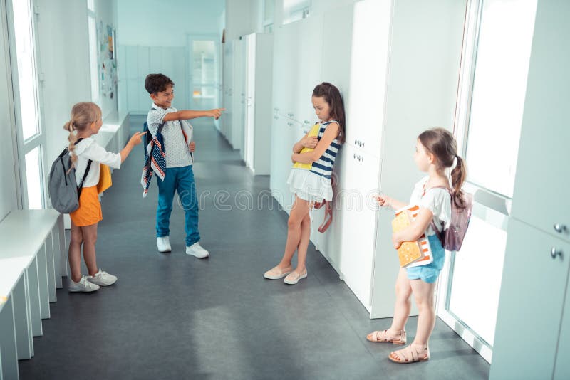 Top View of Children Bullying Classmate at School Stock Photo - Image ...