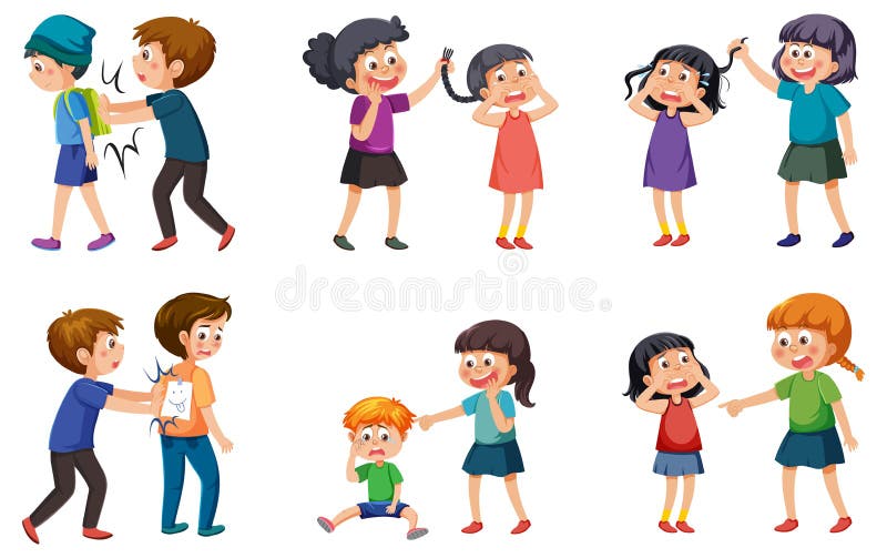 Bullying Kids Character Collection Stock Vector - Illustration of ...