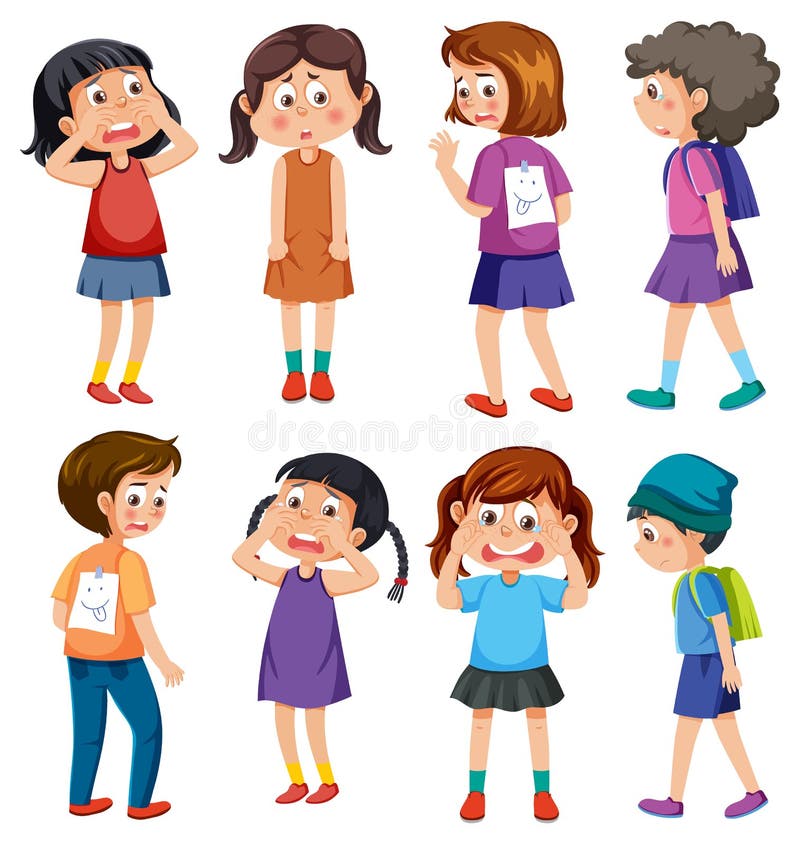 Bullying Kids Character Collection Stock Vector - Illustration of ...