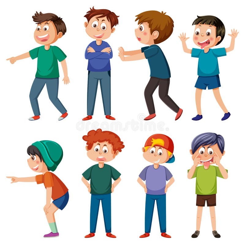 Bullying Kids Character Collection Stock Vector - Illustration of ...