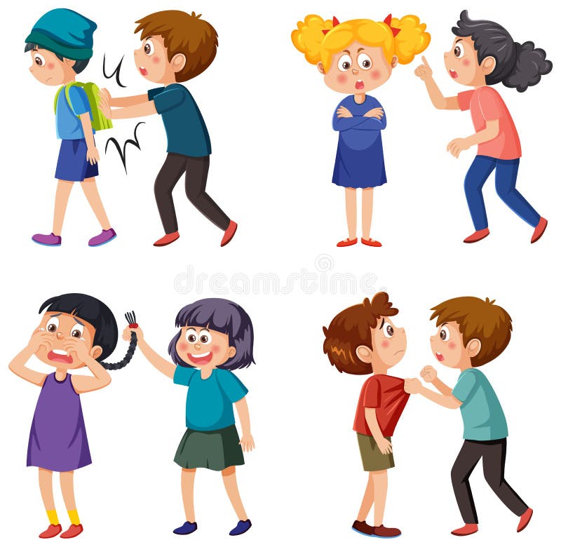 Bullying Kids Character Collection Stock Vector - Illustration of group ...