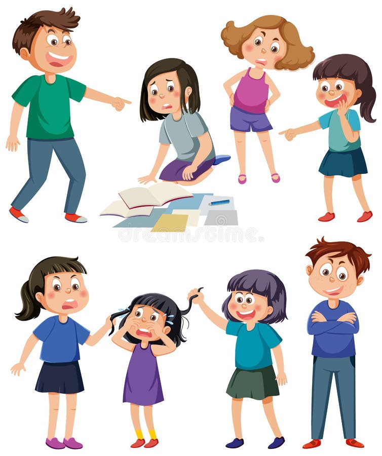 Bullying Kids Character Collection Stock Vector - Illustration of pals ...