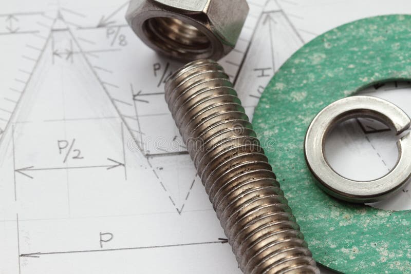 Mutter och bult fotografering för bildbyråer. Bild av industriellt ...