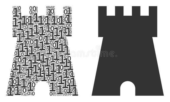 Bulwark Tower Collage of Binary Digits Stock Vector - Illustration of ...