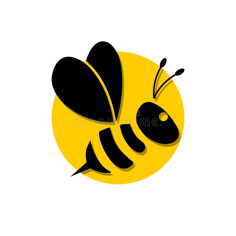 Bumble Bee Icon or Logo, Color Set with Long Shadow Stock Vector ...