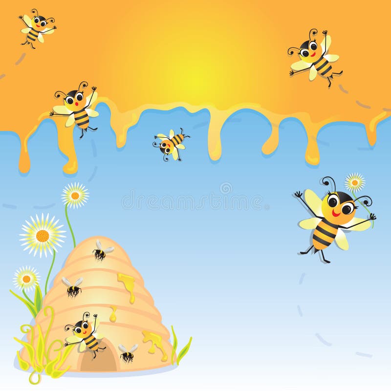 Bumble Bee Party Invitation with Hive Stock Vector - Illustration of ...