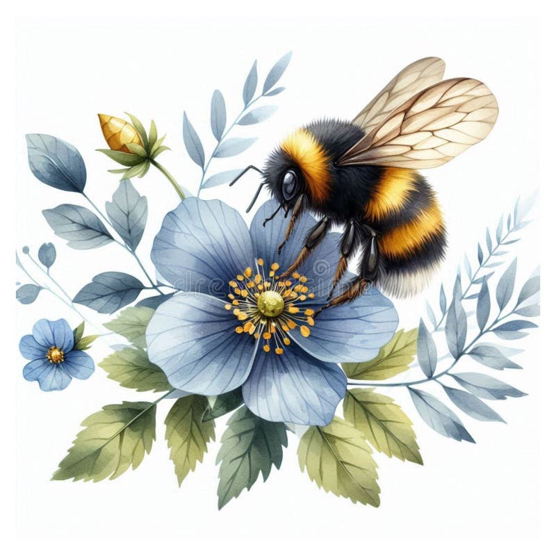 Bumble Bee Flower Illustration Stock Illustration - Illustration of ...