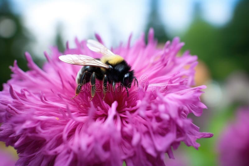 A Bumblebee Buzzes Around a Flower in Bloom Stock Illustration ...