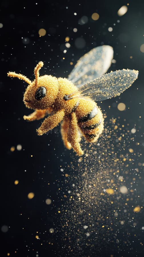 Bumblebee in Mid-Flight with Pollen in the Air Stock Image - Image of ...