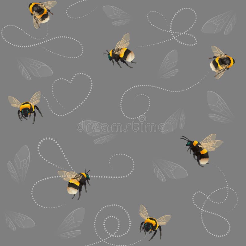 Bumblebee Seamless Pattern with Abstract Lines Stock Vector ...