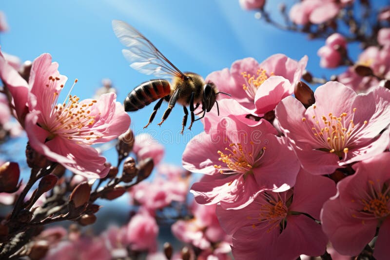 Bumblebee Soaring Amidst Spring Blooms, Spring Session Photos Stock ...