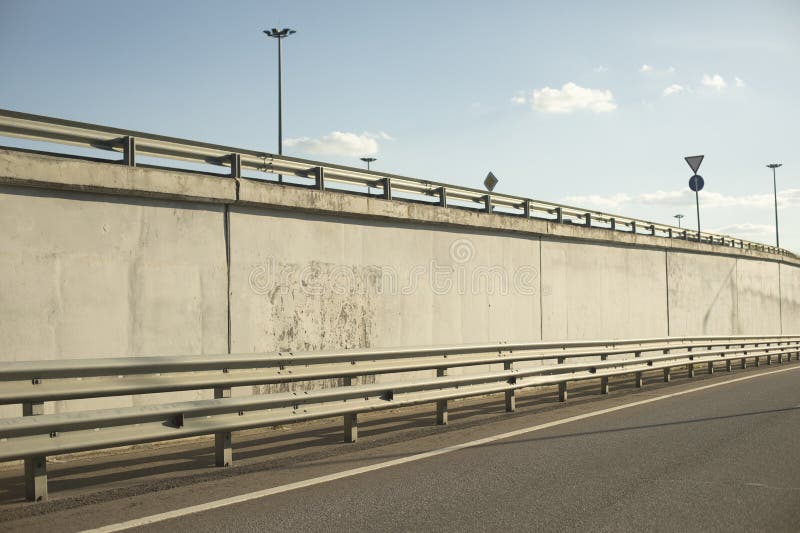 Bump Stop Near Highway. Wall on Highway Stock Photo - Image of outdoors ...